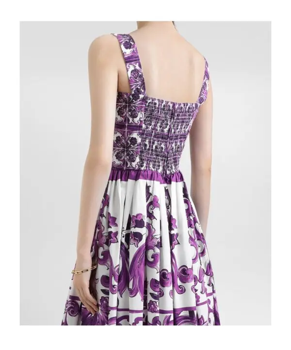 Dolce & Gabbana Majolica-printed Poplin Midi Dress
