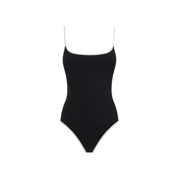 TOTEME Stripe-edge High-cut Swimsuit - Black