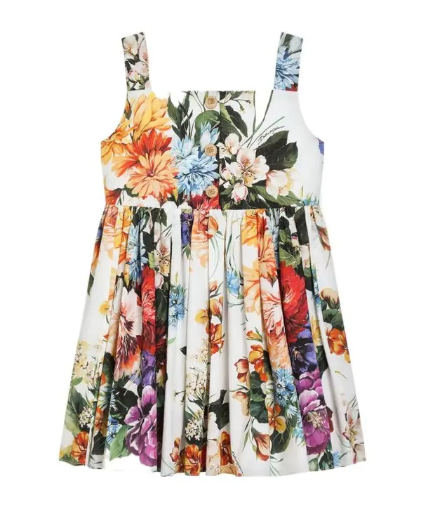 Dolce & Gabbana Sleeveless Floral-print Cotton Poplin Dress - Multicolor