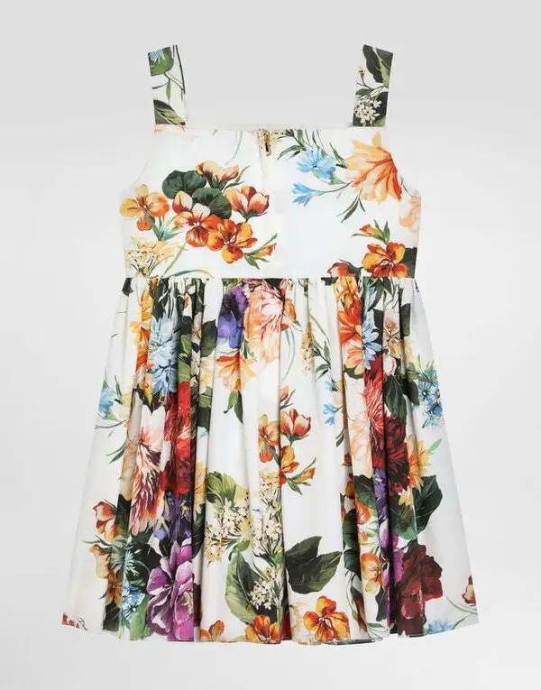 Dolce & Gabbana Sleeveless Floral-print Cotton Poplin Dress