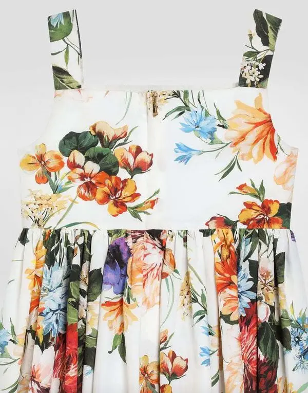Dolce & Gabbana Sleeveless Floral-print Cotton Poplin Dress