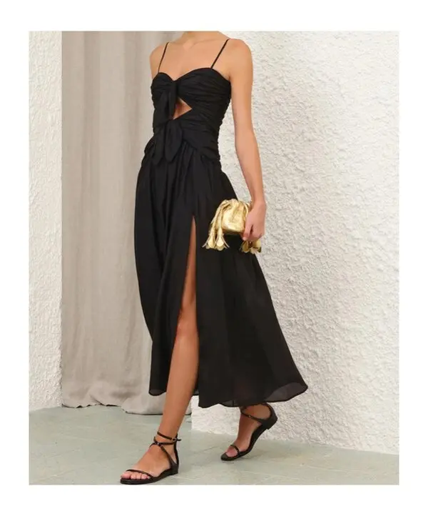Zimmermann Aster Scarf Midi Dress - Black