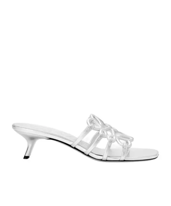 Loewe Anagram Petal Heeled Sandals - Silver
