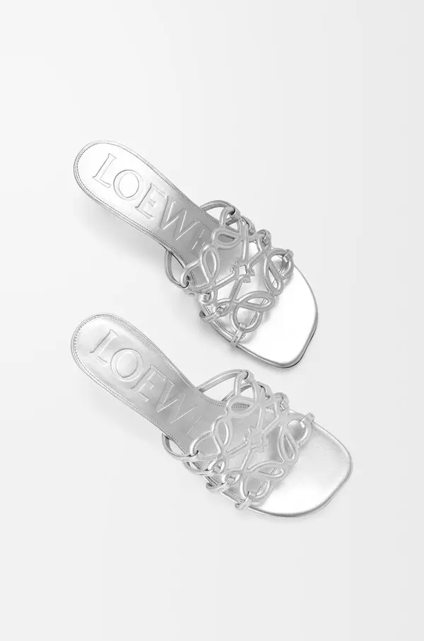 Loewe Anagram Petal Heeled Sandals - Silver