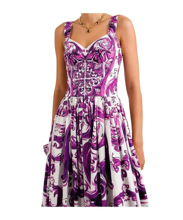 Dolce & Gabbana Sleeveless Graphic Print Midi Dress
