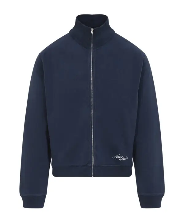 Acne Studios Embroidered Zip-up Sweatshirt - Dark Blue