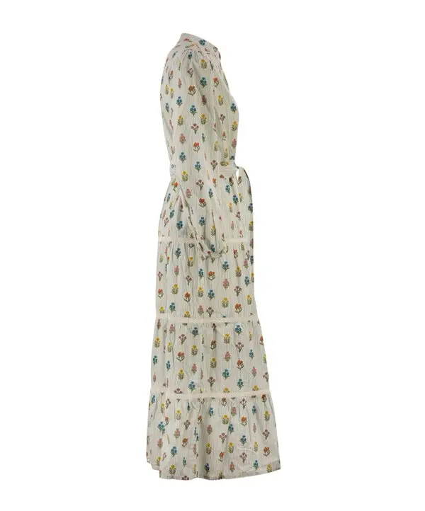 MC2 SAINT BARTH Belted Floral Printed Midi Dress