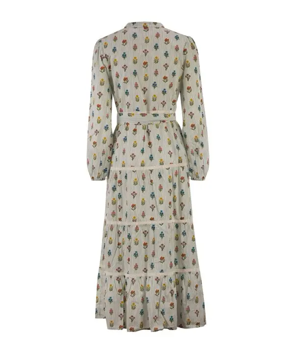 MC2 SAINT BARTH Belted Floral Printed Midi Dress
