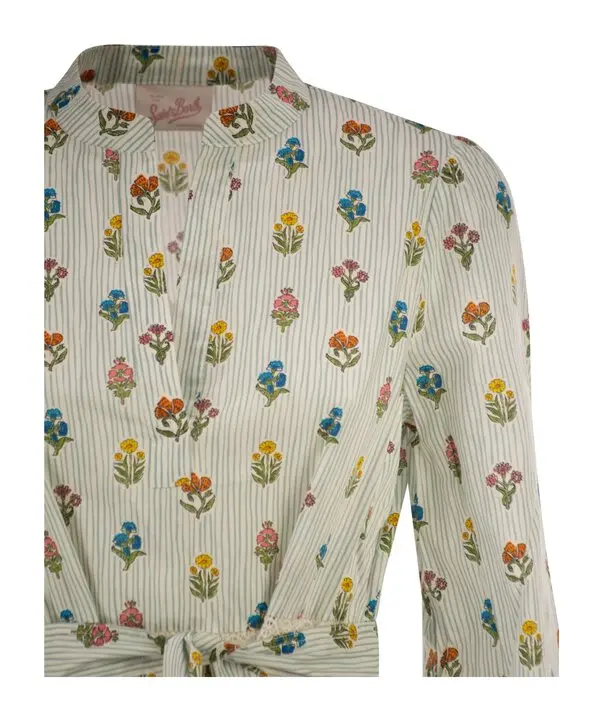 MC2 SAINT BARTH Belted Floral Printed Midi Dress
