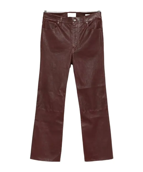 FRAME Reboot Crop Leather Trousers - Red