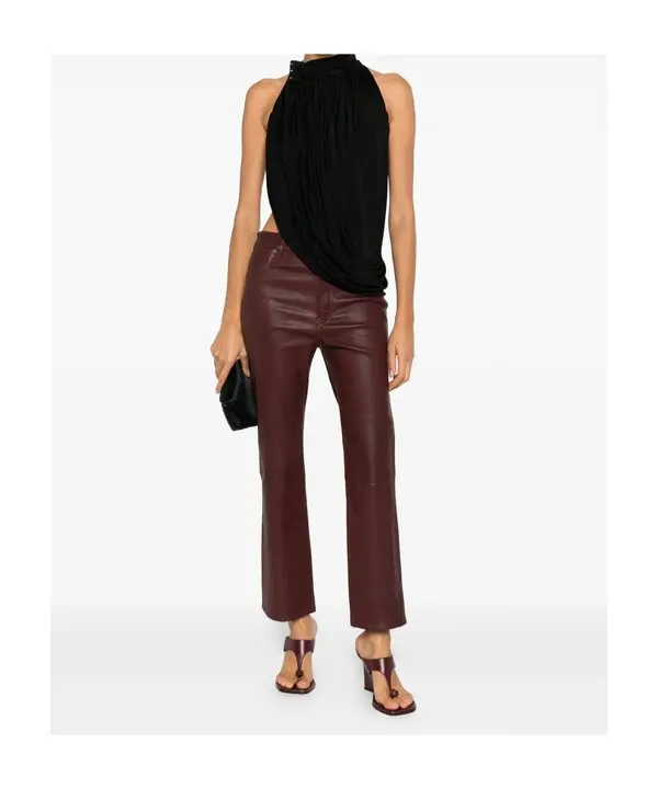 FRAME Reboot Crop Leather Trousers - Red