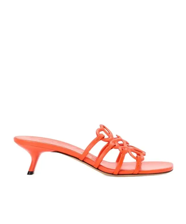 Loewe Petal Anagram Slide Sandals In Soft Calfskin - Deep Saffron