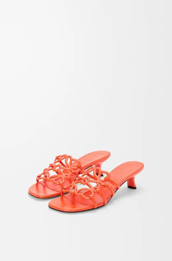 Loewe Petal Anagram Slide Sandals In Soft Calfskin - Deep Saffron