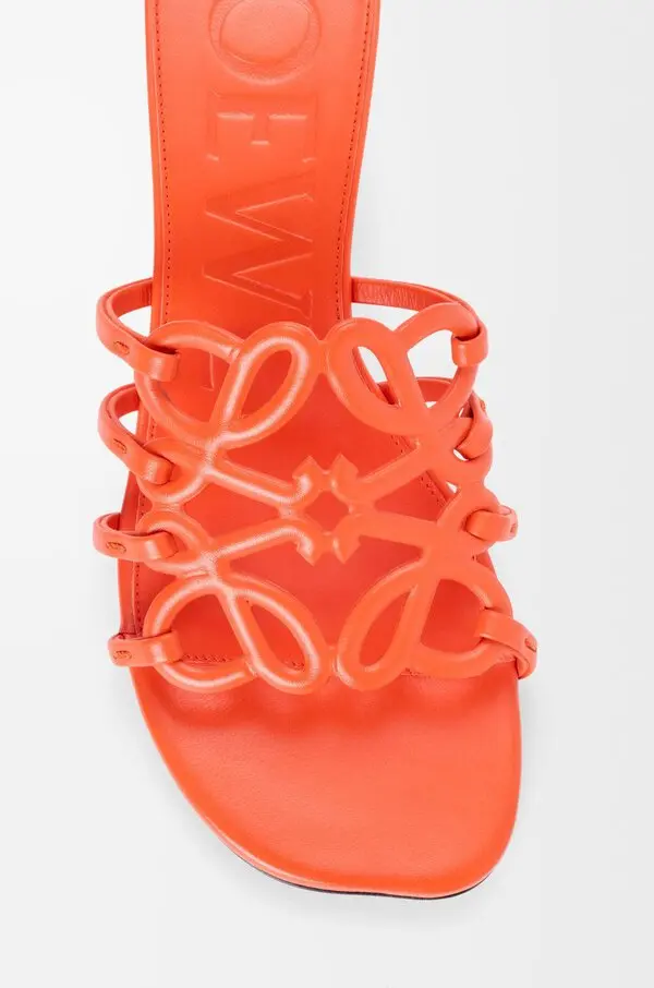 Loewe Petal Anagram Slide Sandals In Soft Calfskin - Deep Saffron