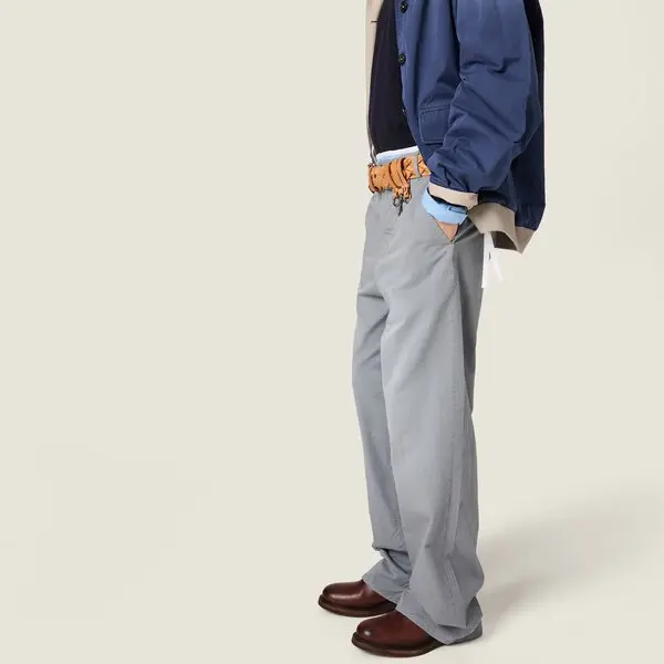 Miu Miu Garment-dyed Twill Pants - Gray