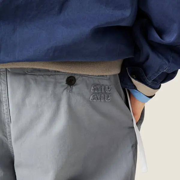 Miu Miu Garment-dyed Twill Pants - Gray