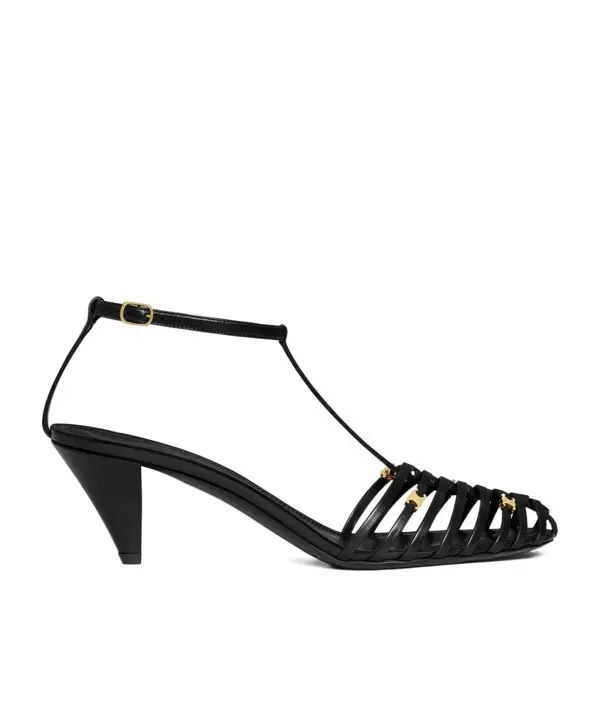 Celine Cage Heeled Sandal In Goatskin - Black