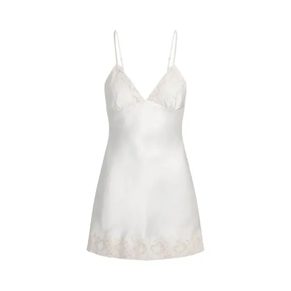 SCARLETT GASQUE Jayne Slip Dress With French Lace Appliqu - White