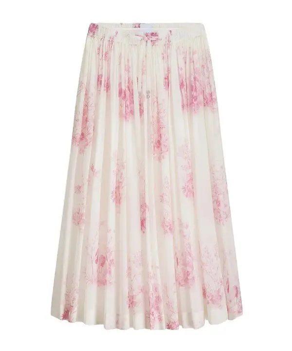 Dior Mid-length Flared Skirt With Toile De Jouy Floral Garden Motif