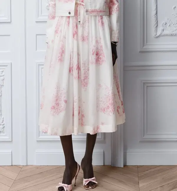 Dior Mid-length Flared Skirt With Toile De Jouy Floral Garden Motif
