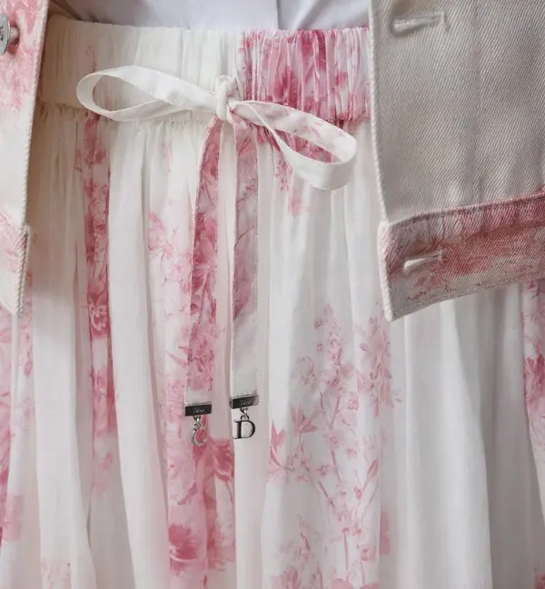 Dior Mid-length Flared Skirt With Toile De Jouy Floral Garden Motif