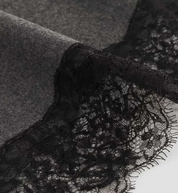 Dior Mid-length Wool-cashmere Flannel Skirt With Lace Hem