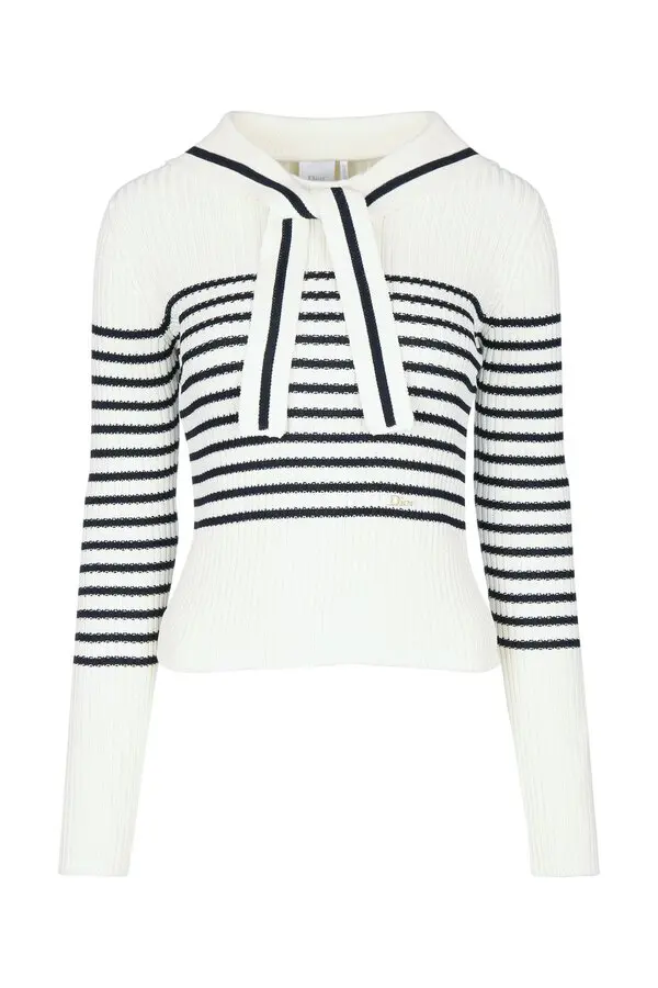 Dior Sailor Collar Striped Knit Sweater