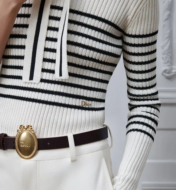 Dior Sailor Collar Striped Knit Sweater