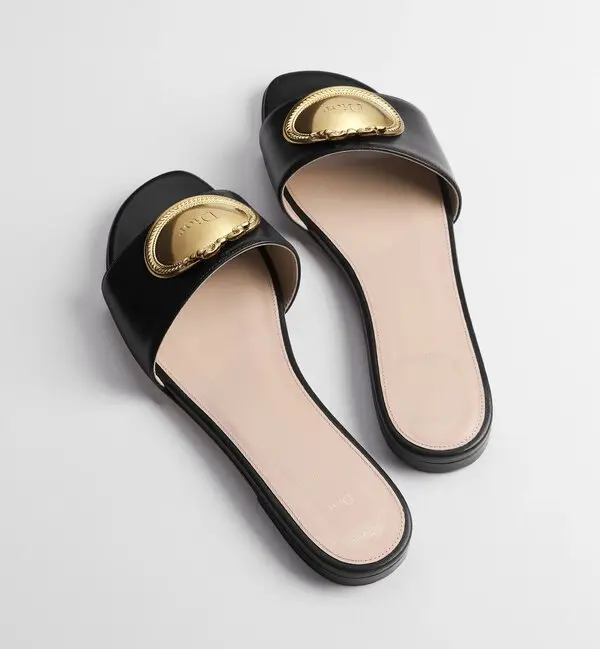 Dior Medaillon Buckle Slide Sandals