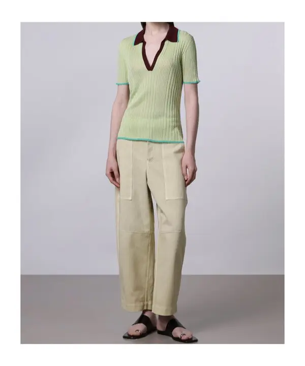 ROBERTO COLLINA Contrast-stitch Ribbed Polo - Green