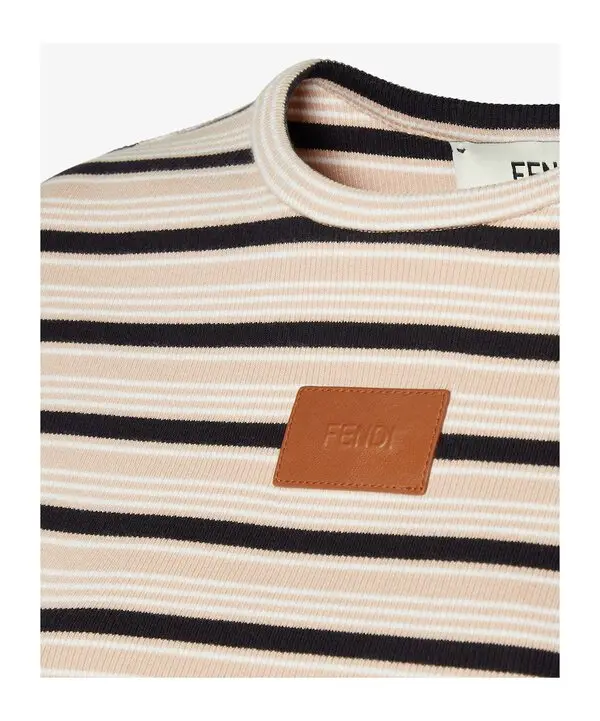 Fendi Striped Cropped Jumper With Logo Patch - Multicolour