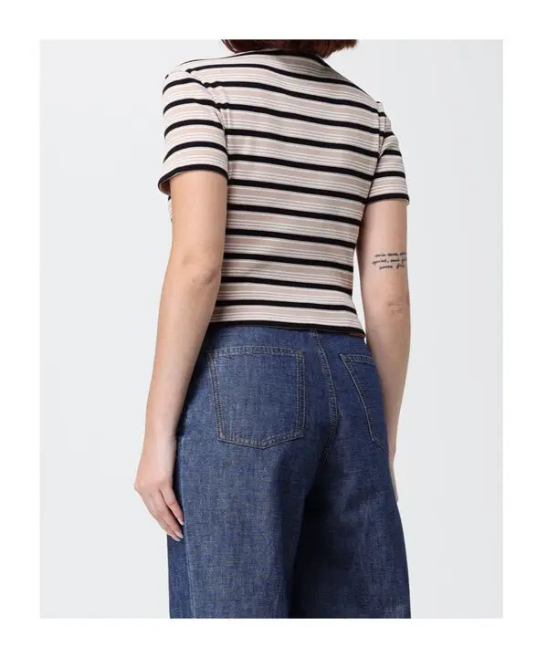 Fendi Striped Cropped Jumper With Logo Patch - Multicolour