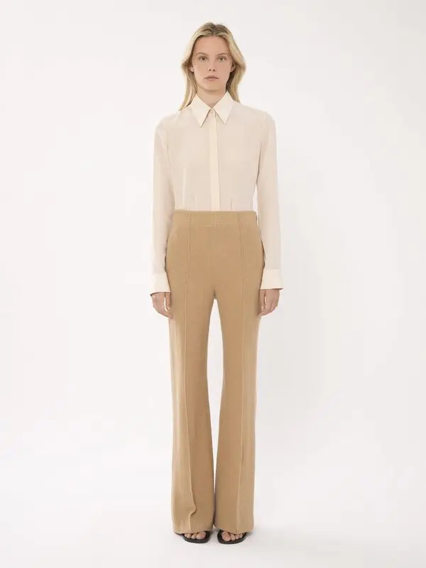 Chloé Wide-legged Wool Trousers - Nude