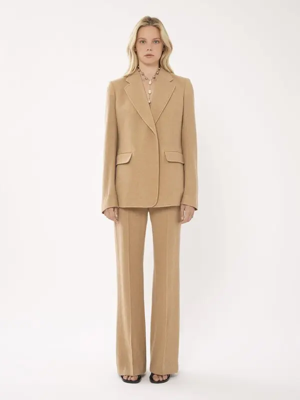 Chloé Wide-legged Wool Trousers - Nude
