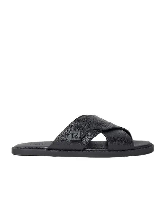 Fendi Squared Ff Leather Slides