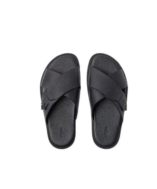 Fendi Squared Ff Leather Slides