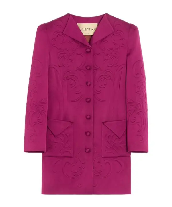 Valentino Garavani Embroidered Satin Cady Caban Coat