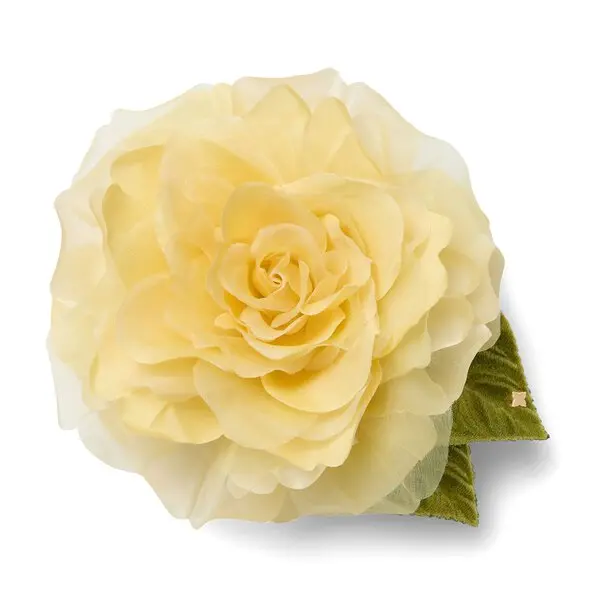 HELENA SIMON Large Rose Floral Brooch - Yellow