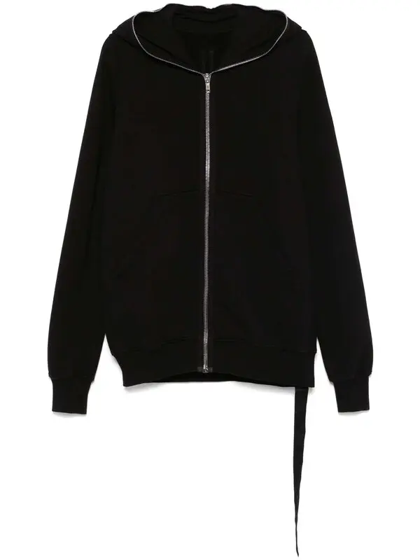 Rick Owens Zip Up Hoodie With Gimp Strap Detail - Black