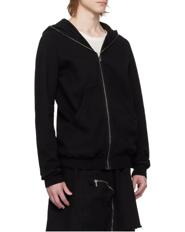 Rick Owens Zip Up Hoodie With Gimp Strap Detail - Black