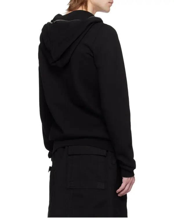 Rick Owens Zip Up Hoodie With Gimp Strap Detail - Black