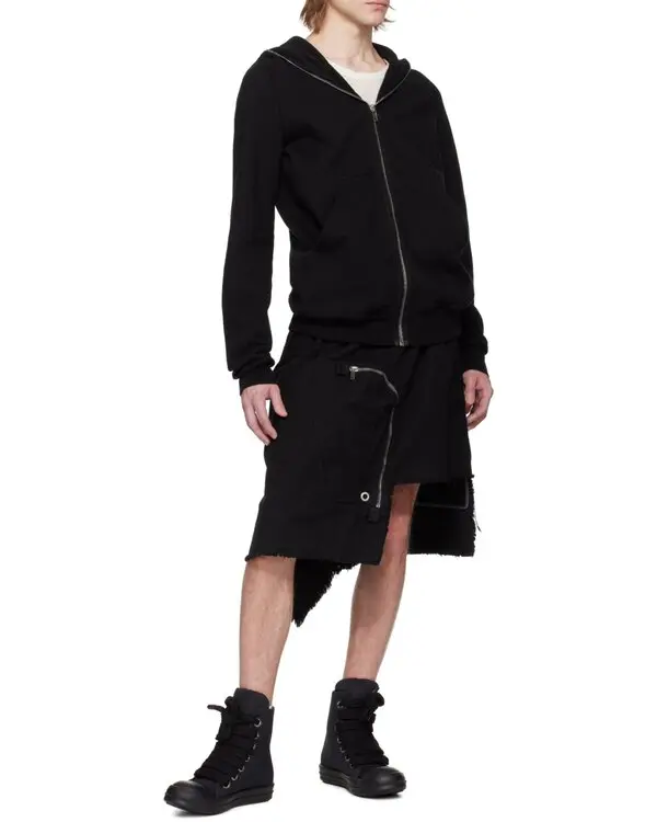 Rick Owens Zip Up Hoodie With Gimp Strap Detail - Black
