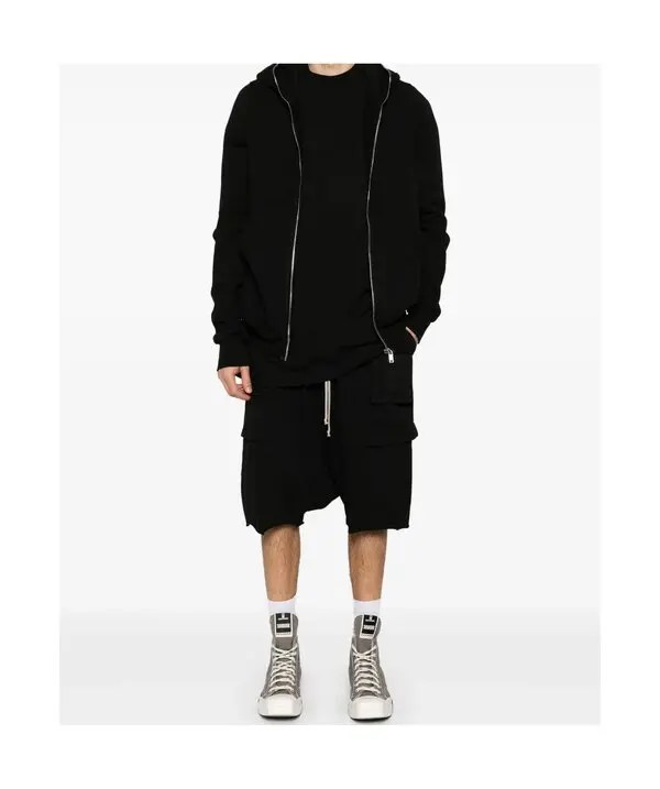 Rick Owens Zip Up Hoodie With Gimp Strap Detail - Black