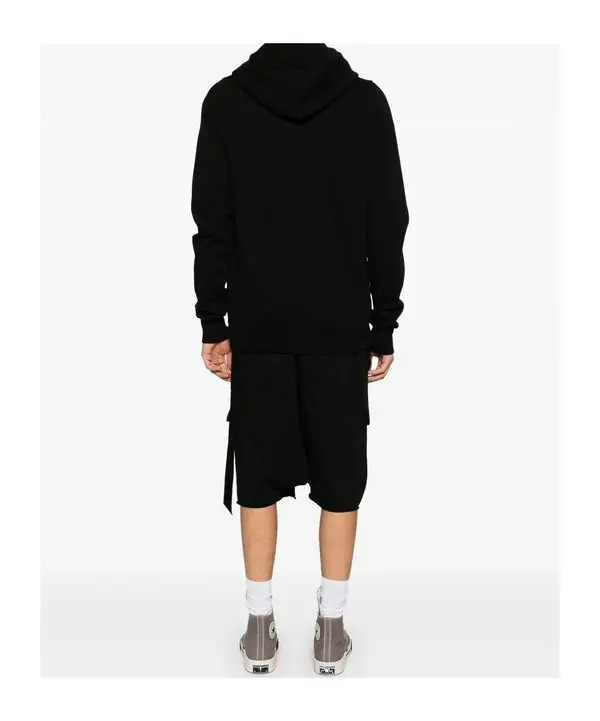 Rick Owens Zip Up Hoodie With Gimp Strap Detail - Black