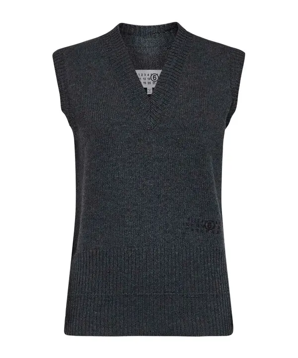 MAISON MARGIELA V-neck Knitted Vest - Black