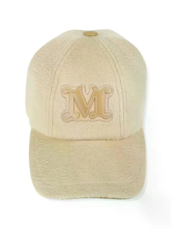 Max Mara Monogram Patch Cashmere Baseball Cap - Neutrals
