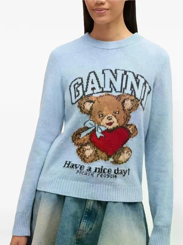 GANNI Graphic Print Wool Blend Sweater