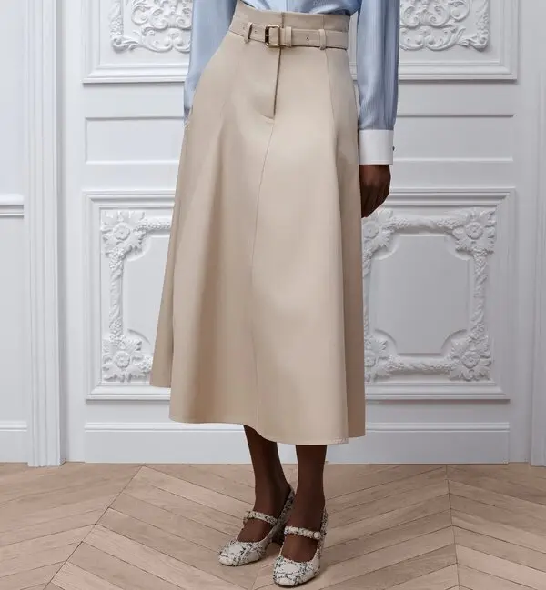 Dior Mid-length Belted Skirt With Gold-tone Hardware
