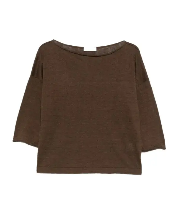 ROBERTO COLLINA Boat Neck Three-quarter Sleeve Knitwear