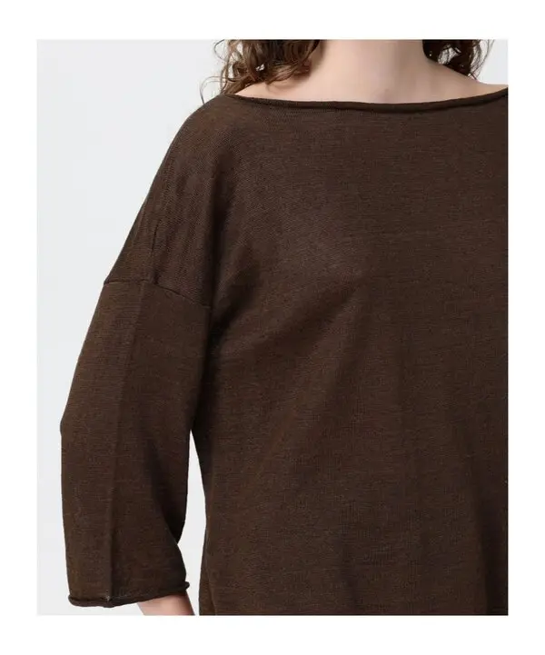 ROBERTO COLLINA Boat Neck Three-quarter Sleeve Knitwear